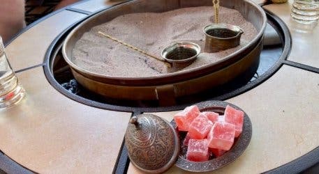 A Turkish coffee and Turkish delight pairing at a quaint café